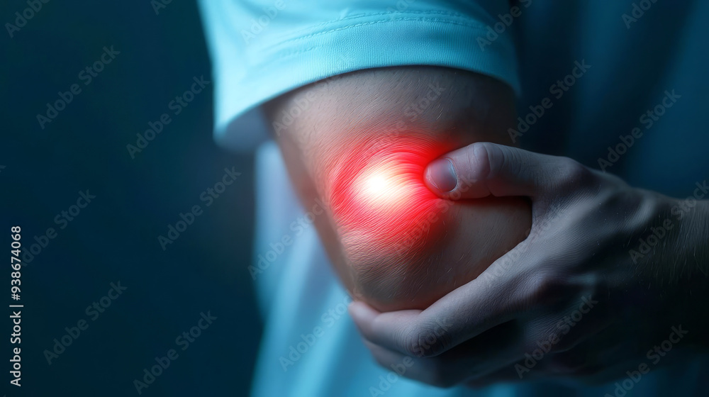 Close-up of an athlete s elbow with visible swelling and redness, elbow ...
