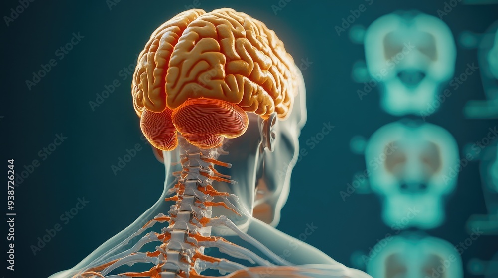 Brain and spinal cord anatomy on a simple background, ideal for ...