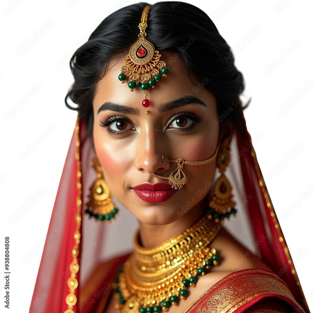 Indian bride's traditional wedding outfit on Isolated transparent ...