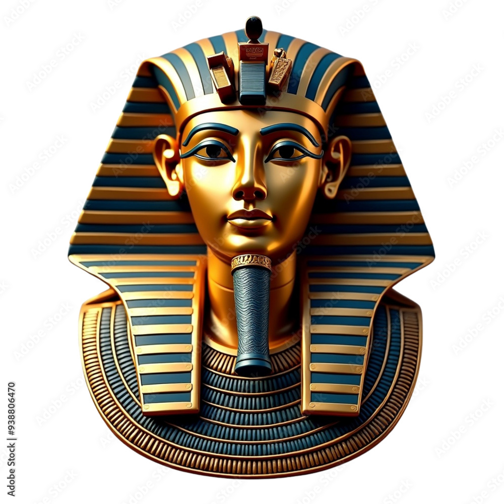 3D illustration featuring the beautiful gold bust of ancient Egyptian ...