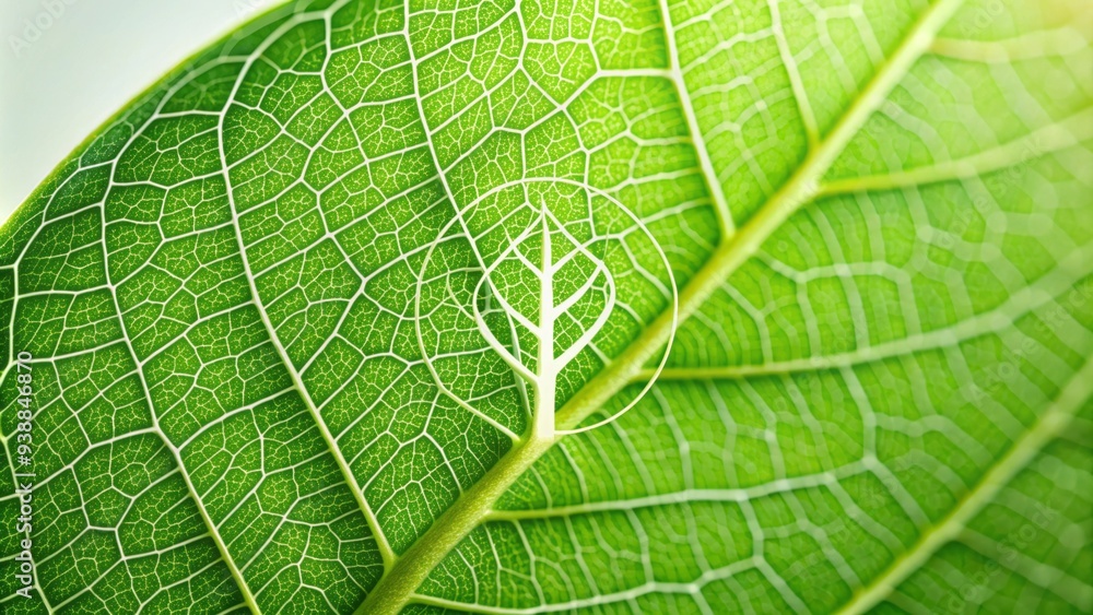A delicate leafy stem with a subtle, transparent watermark logo ...