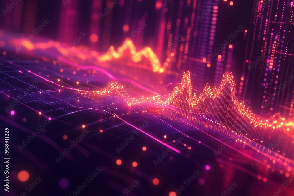 Futuristic Data Visualization with Glowing Analytics and Graphs Stock ...