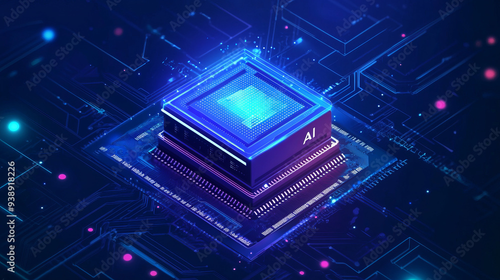 "Vector icon of an artificial intelligence (AI) processor chip. This ...