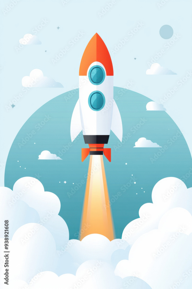 Rocket icon, Eye-catching flat design of a cheerful rocket with large ...