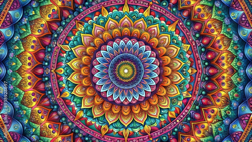 Intricate round mandala designs with vibrant colors and symmetrical ...