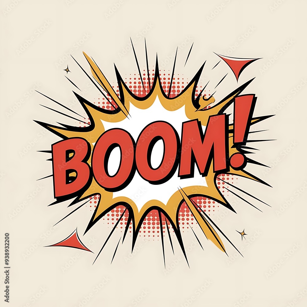retro comic-style illustration of an explosive "BOOM!" moment. The ...