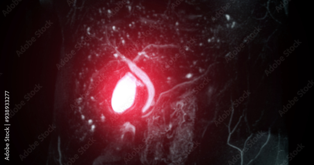 Magnetic resonance cholangiopancreatography or MRCP 3D MIP view showing ...