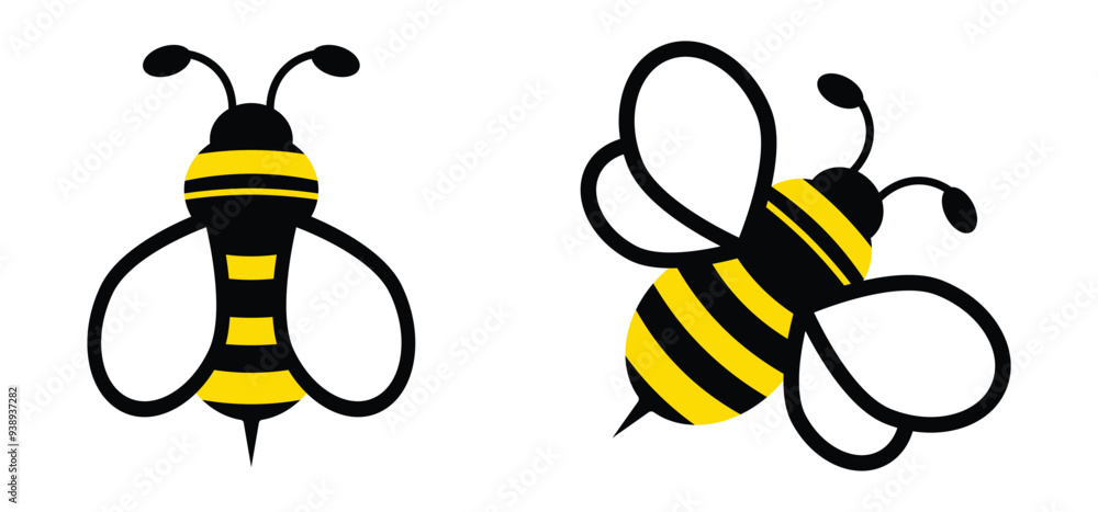 honey bee . simple yellow and black bumblebee clip art set. honey bee ...
