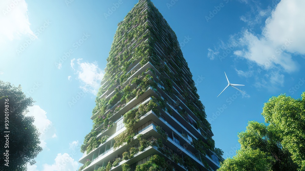Zero carbon residential tower with energy-efficient design, including ...