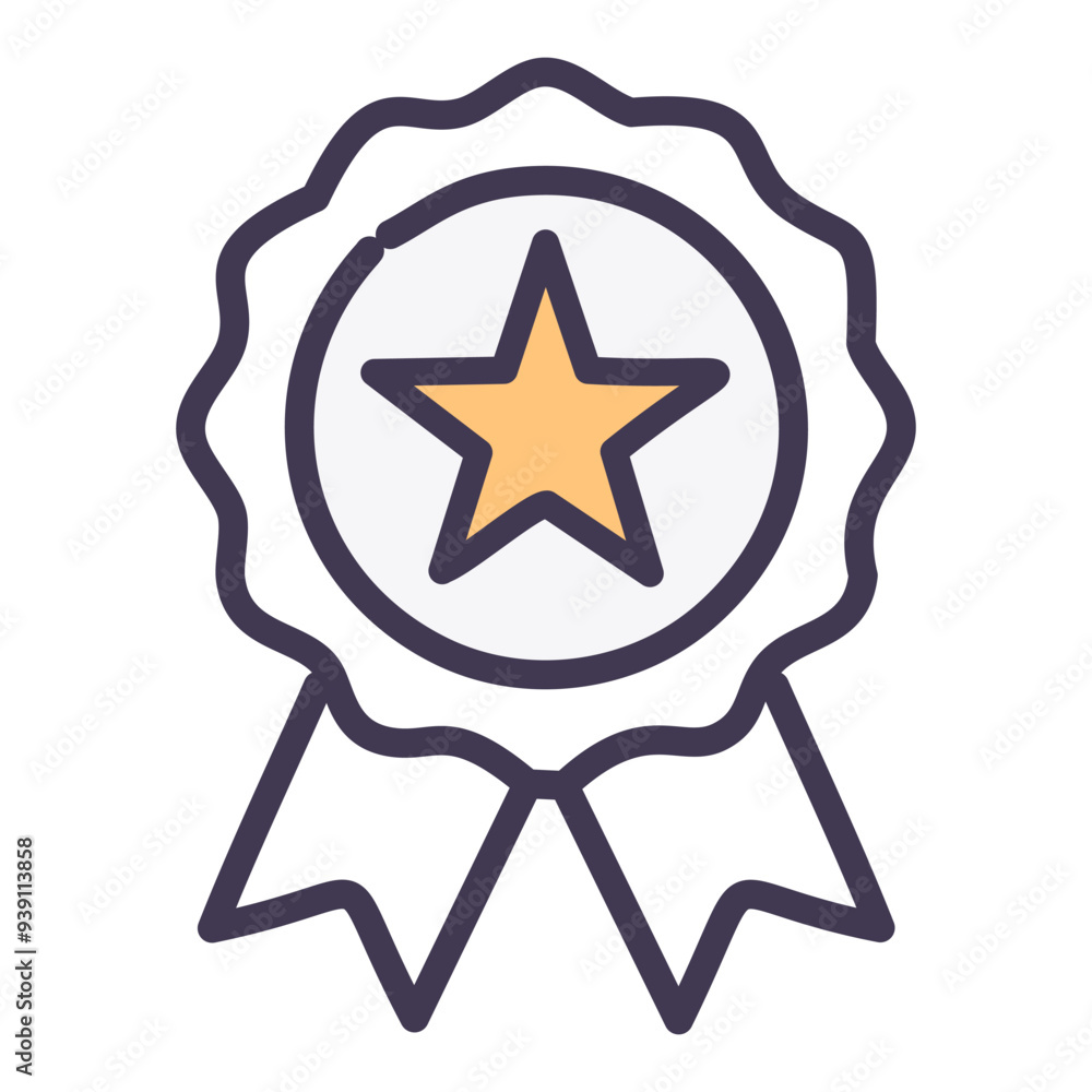 Gold star award badge icon. Simple and minimalist line art icon of a ...