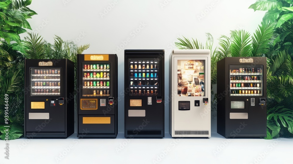 Blank coffee vending machine mockup, different types, front view Stock Illustration | Adobe Stock