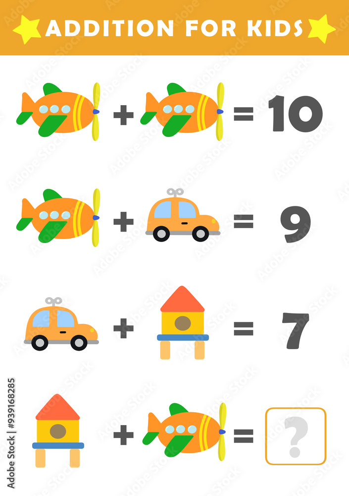 Fun Math Logic Puzzles for Kids. Math Game with Cute Vehicle Pictures ...