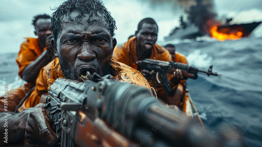 A terrifying display of rage and lawlessness is seen as African pirates ...