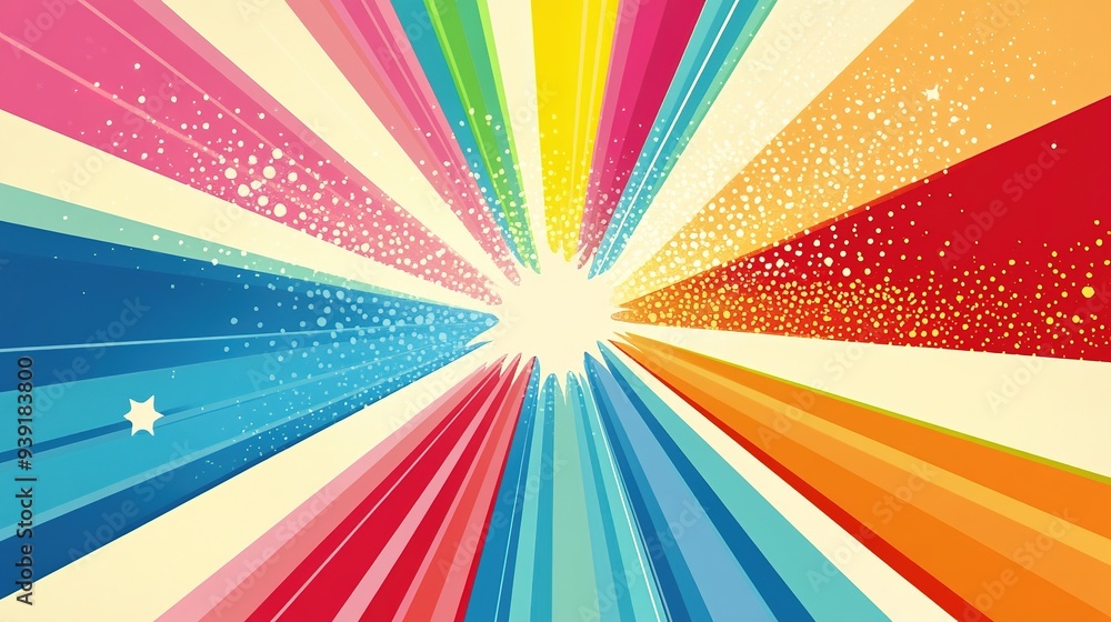 Colorful Pop Art Rays Background for Comics and Posters: Retro-Inspired ...