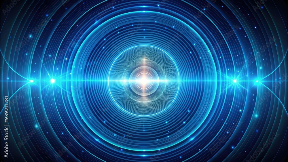 Stylized sonar waves radiate from a central point, filling the dark ...