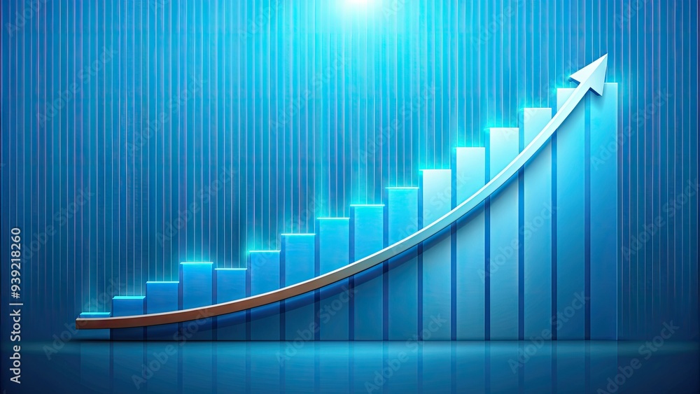 Upward trending graph on a bright blue background, illustrating ...