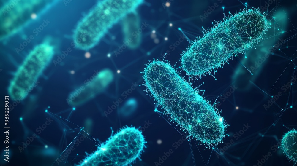 Microbiology low poly wireframe banner vector template. Futuristic ...