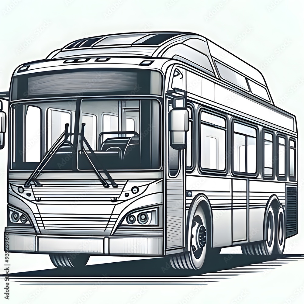 Continuous one line drawing of tourist bus. Simple travel bus line art ...