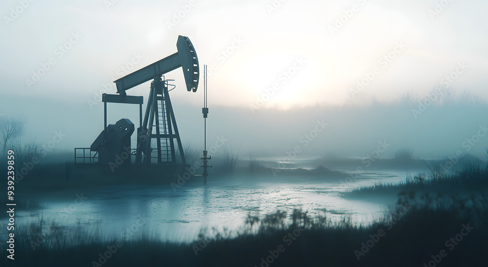 "An Oil Pump Positioned in the Middle of an Ocean, Captured in a ...