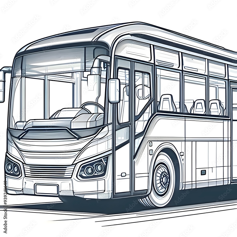 Continuous one line drawing of tourist bus. Simple travel bus line art ...