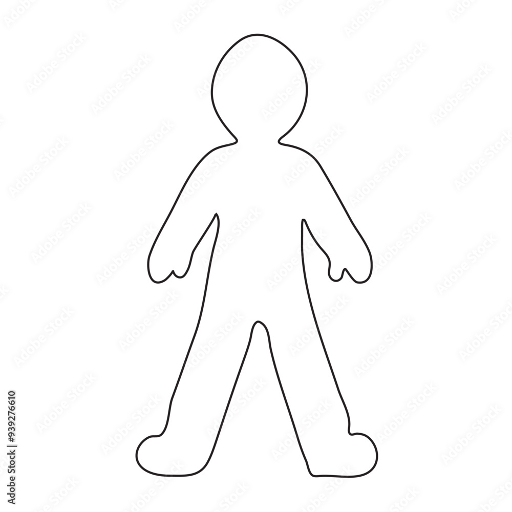 Boy body outline drawing in vector illustration. Body outline icon ...