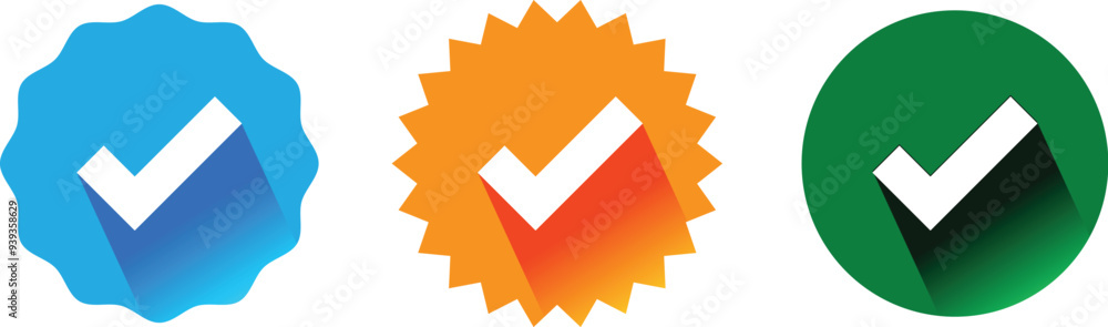 check mark, cross mark icon set. Isolated tick symbols, checklist signs ...