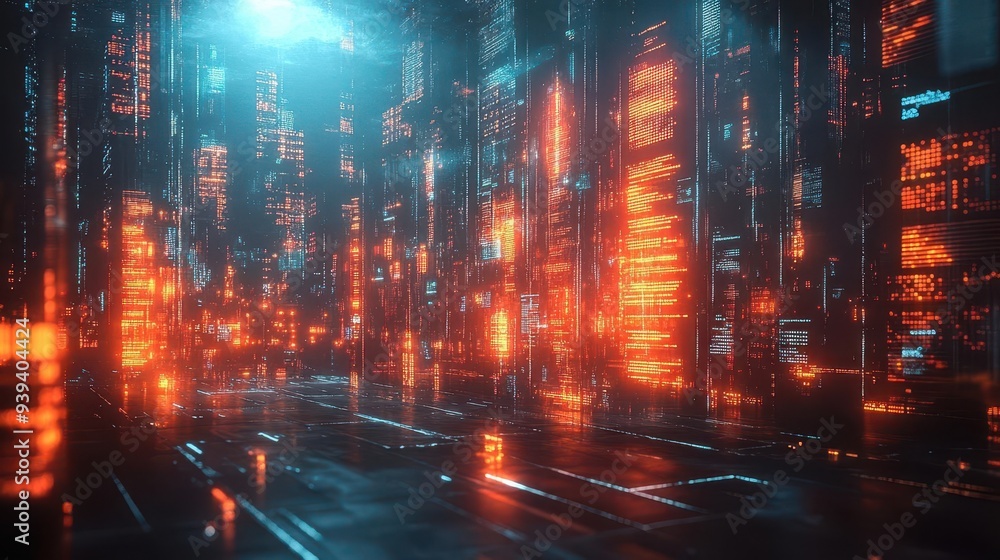 futuristic data visualization with holographic screens glowing graphs ...