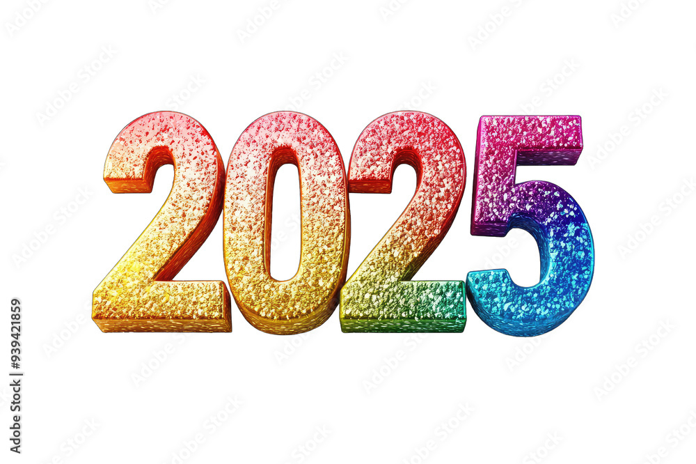 Realistic colorful 2025 numbers. Colorful number isolated on ...