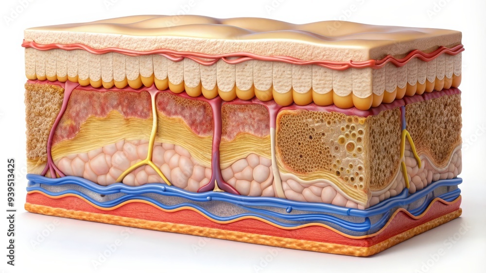 of human skin anatomy cross section showing layers and structures ...