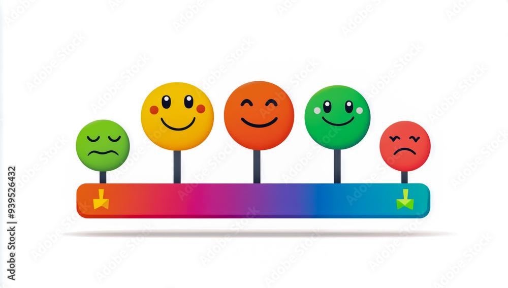 Colorful smiley face scale showing various happy and sad expressions to ...
