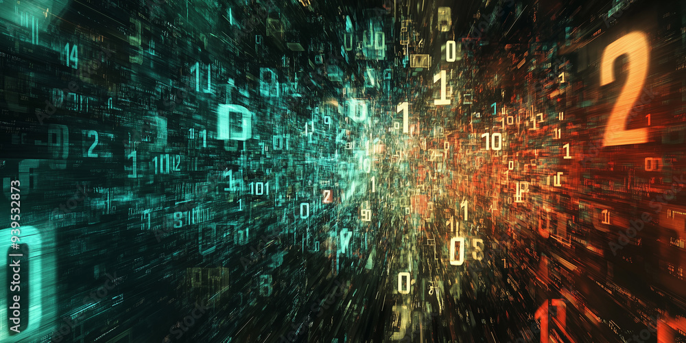 Matrix raster formed by the numbers 1 and 2, displaying a complex ...