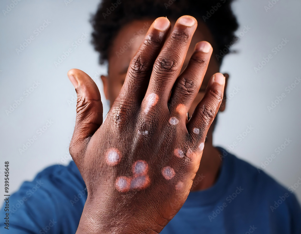 black person hand showing symptoms monkeypox disease new global ...