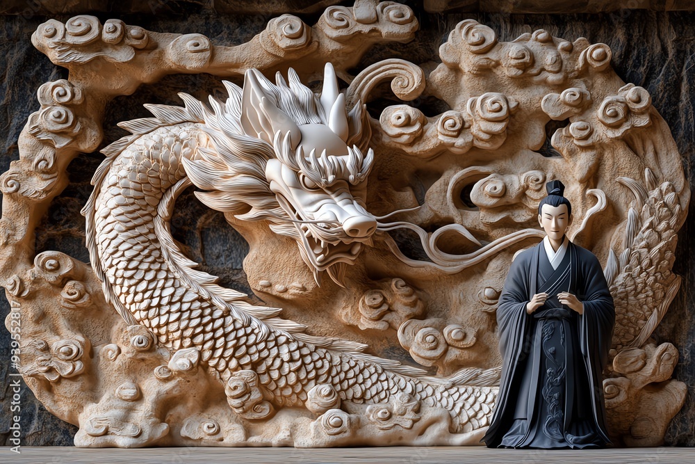 A scene from a myth or legend where the nine-tailed fox is shown ...