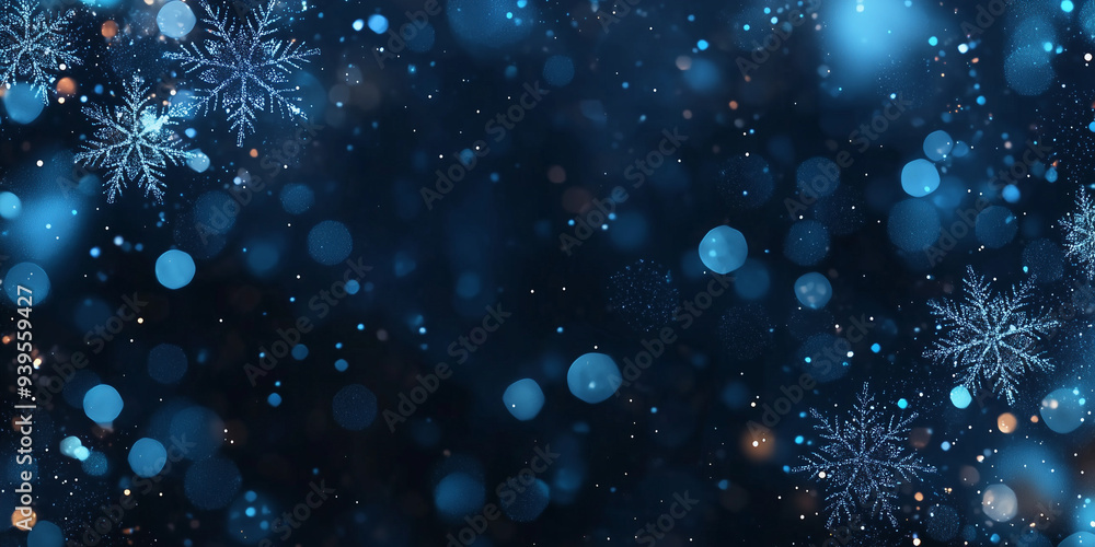 Sparkling Blue Winter Background with Snowflakes Stock Photo | Adobe Stock