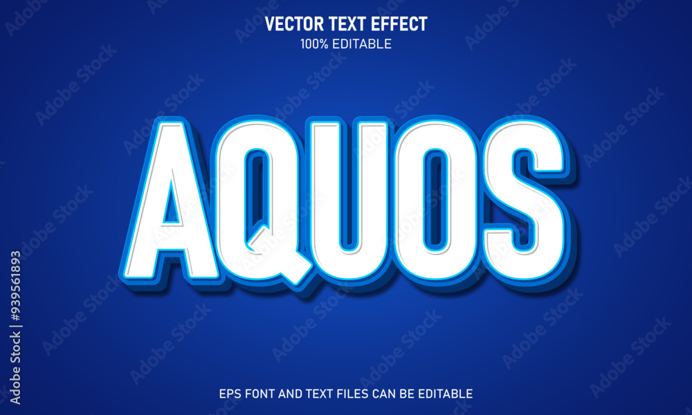 Aquos 3d editable text effect Stock Vector | Adobe Stock