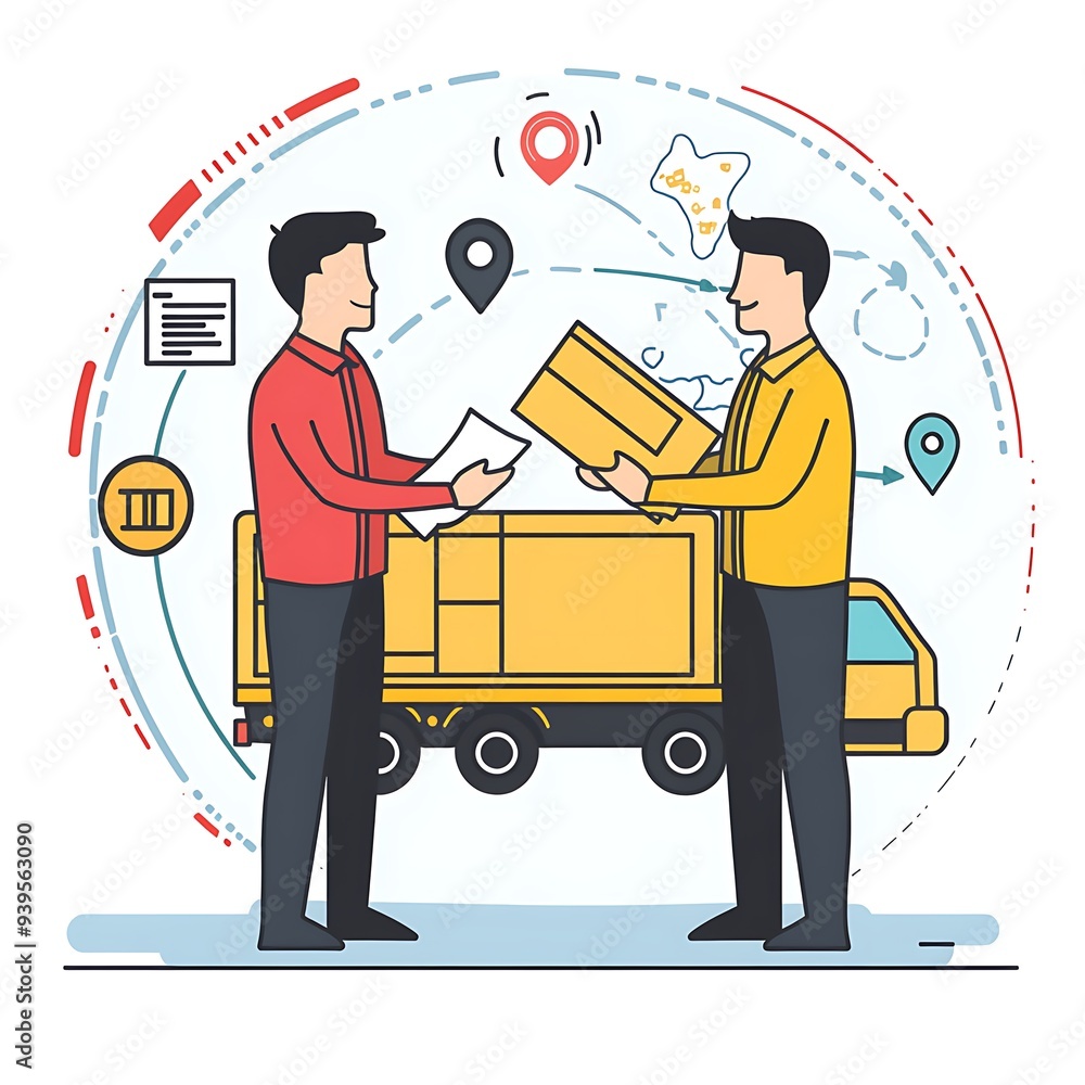 Partnership in Logistics: Two Managers Handshaking with Shipment ...