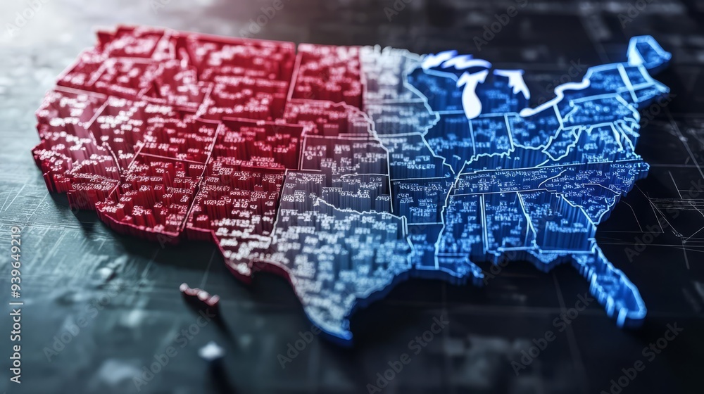 Electoral map with states flipping colors, presidential election ...