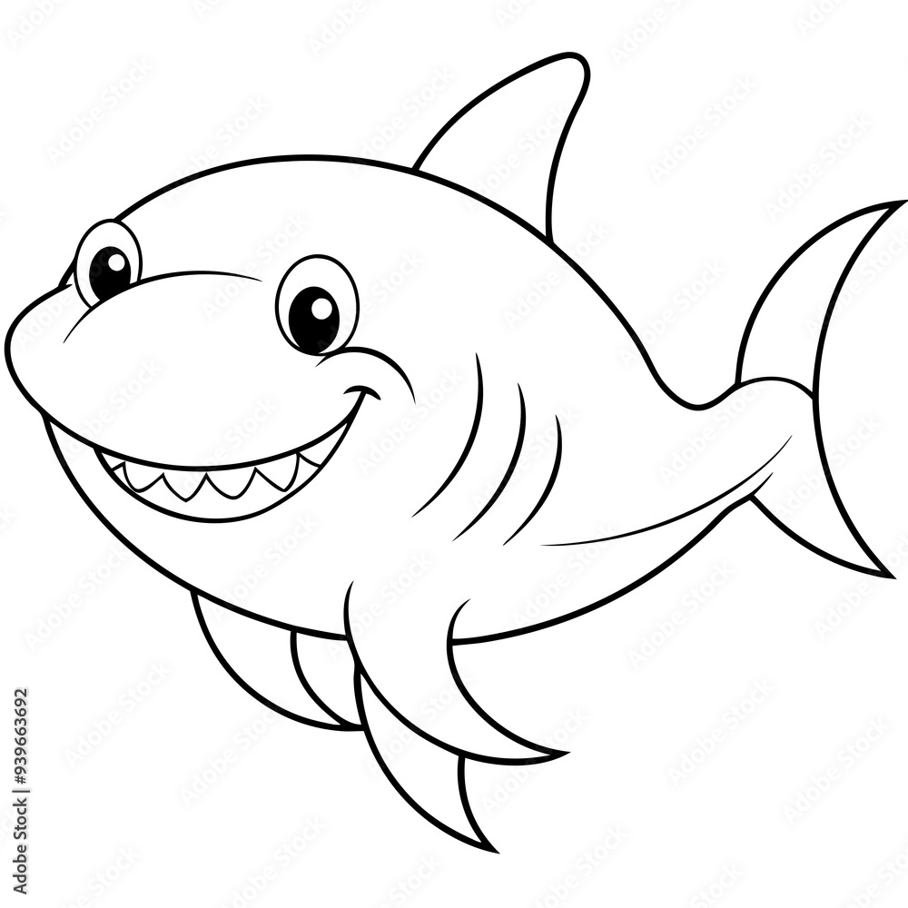 shark coloring page, great white shark, shark outline, shark ...