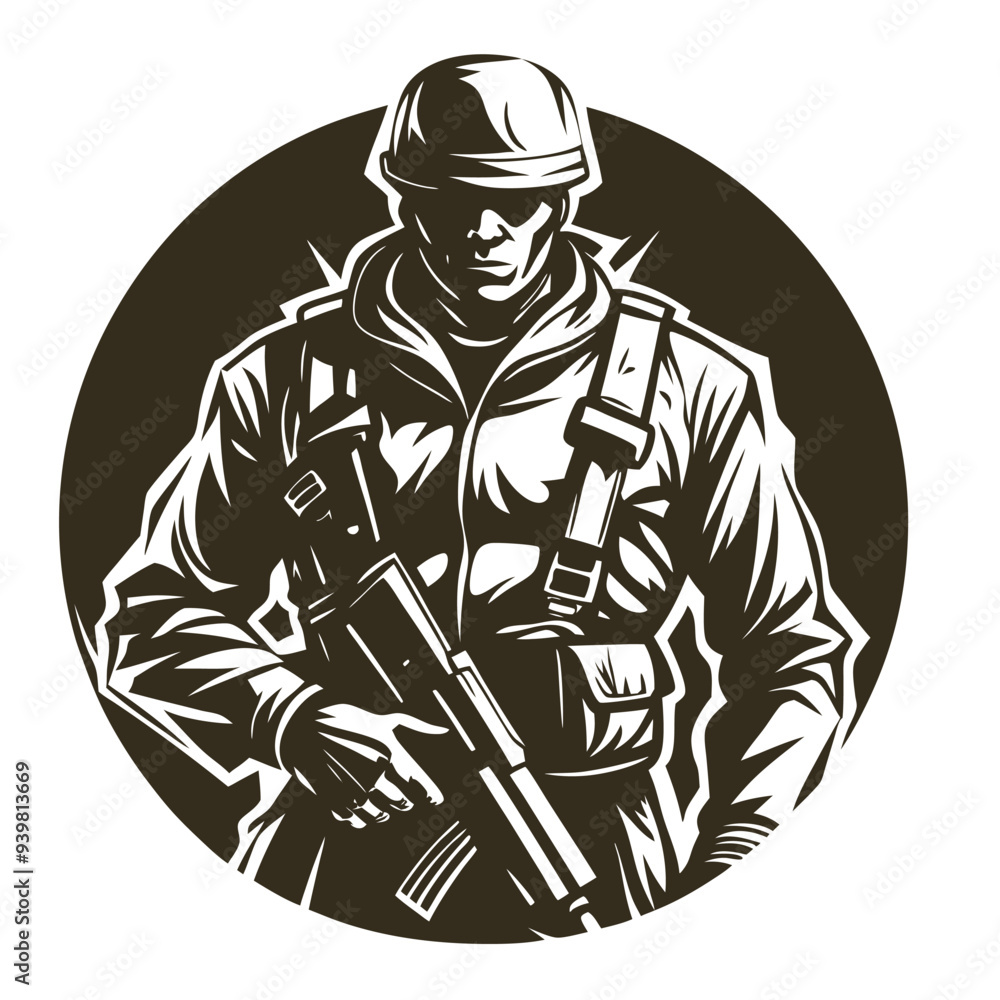 Group of Soldiers Silhouette Vector, Military Clipart for Design, Black ...