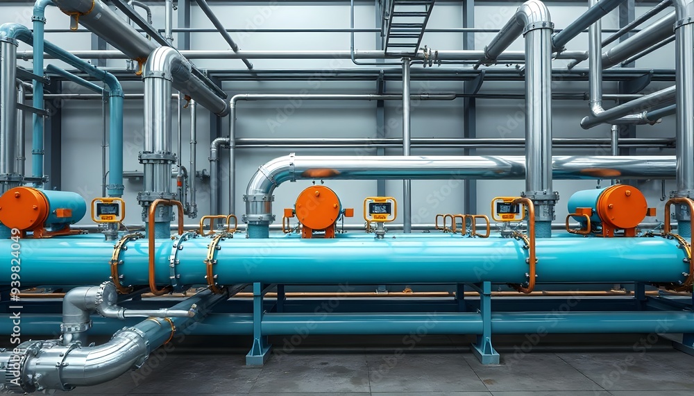 Industrial Setting Oil Chemical Pipeline Hydrogen Pipe Rack. Concept ...