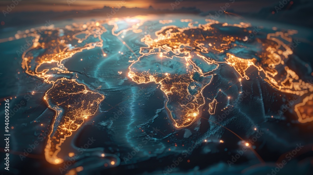 World map with connected countries. Stock Photo | Adobe Stock