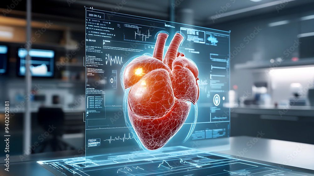 Augmented Reality in Medicine A human heart rendered in 3D, with ...