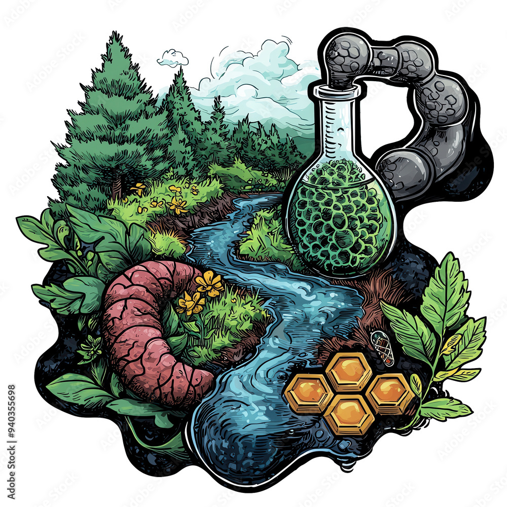 Chemical Transformation in Nature An illustration showing how chemical ...