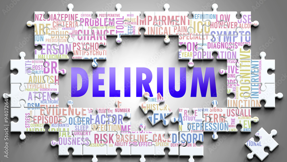 Delirium as a complex subject, related to important topics. Pictured as ...