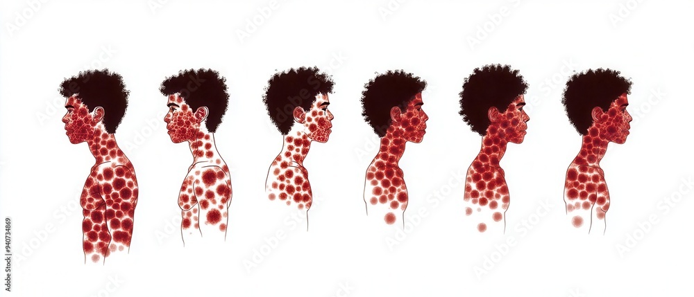 Medical diagram showing the stages of monkeypox infection, from initial ...