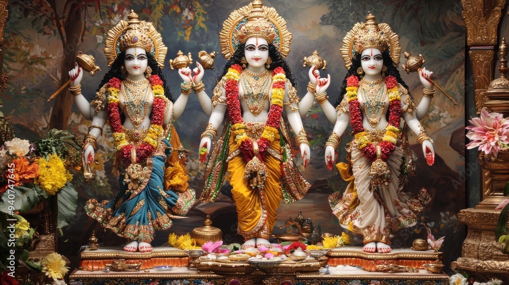 Lord Vishnu Shree Vishnu God Vishnu Narayana Hari with Laxmiji Goddess ...