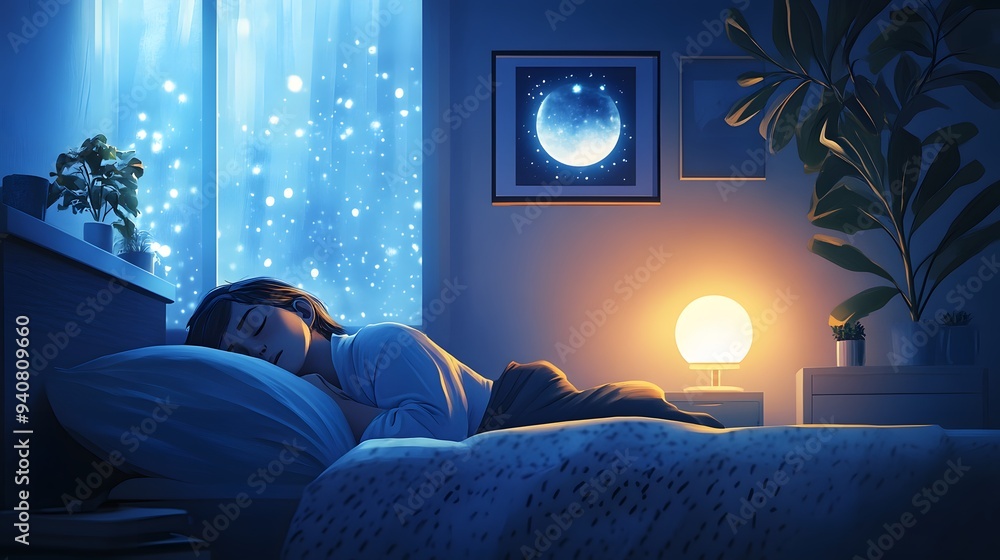 Illustration of circadian rhythms, digital screens impacting natural ...