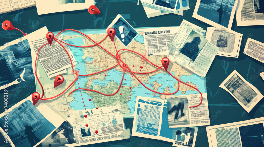 Ilustración de Stock Vector illustration of a crime board for a ...