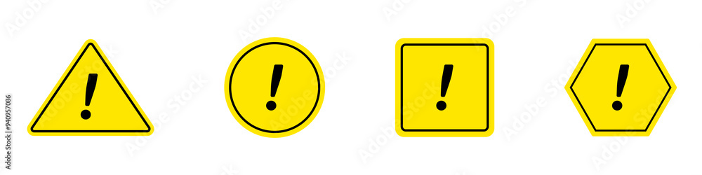 Hazard symbol in yellow color with black exclamatory symbol in ...