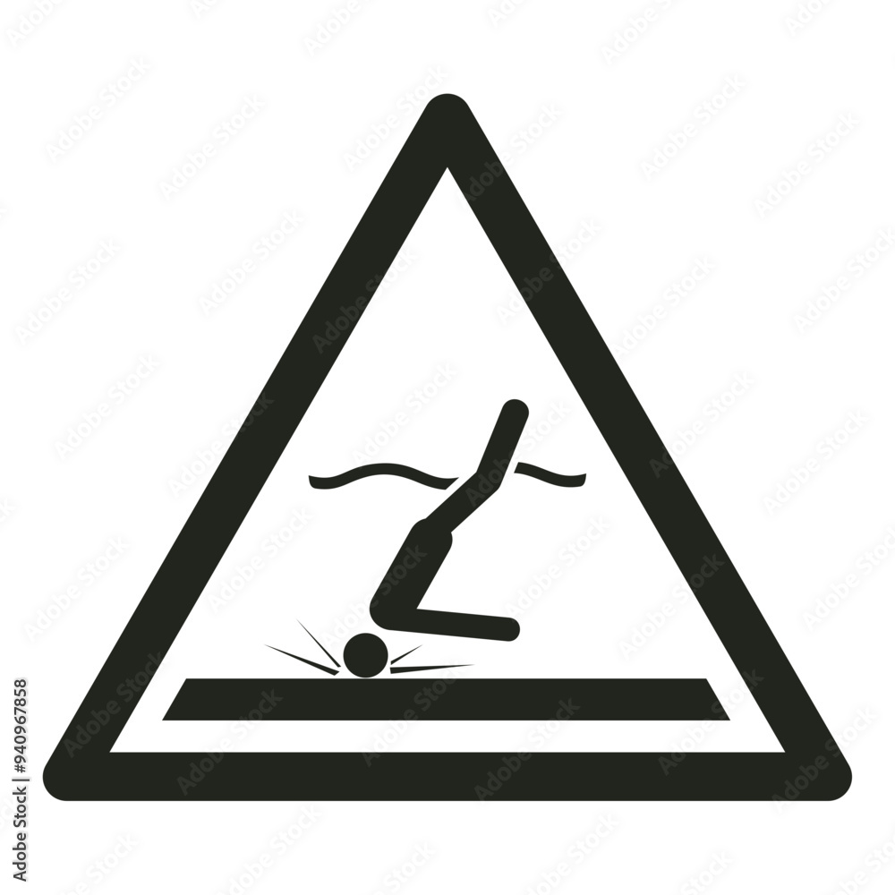ISO warning safety signs_warning ; shallow water (diving)_symbol and ...